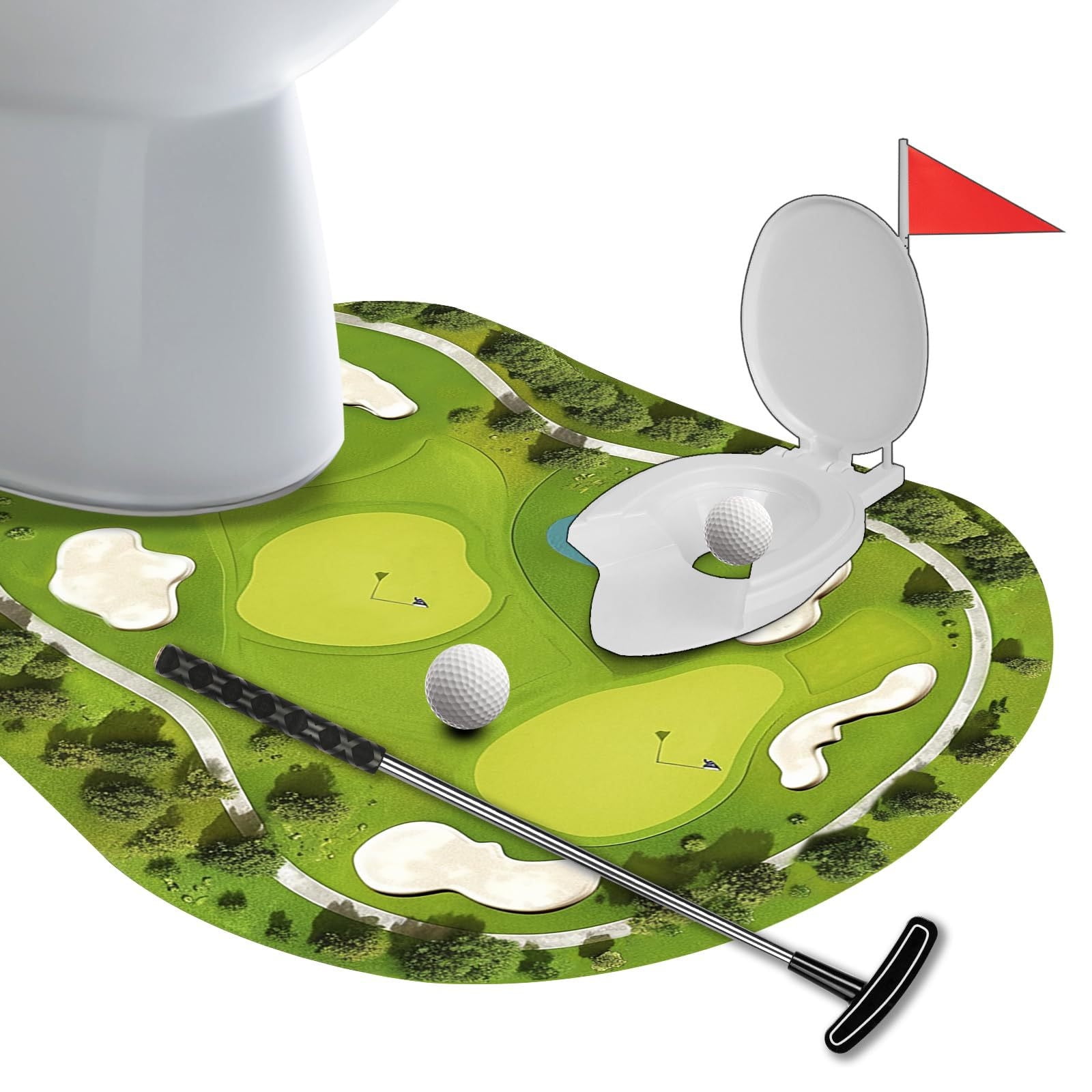 XDDST Toilet Golf Game Set Toilet Mat Practice MiniGolf in Any Restroom ...