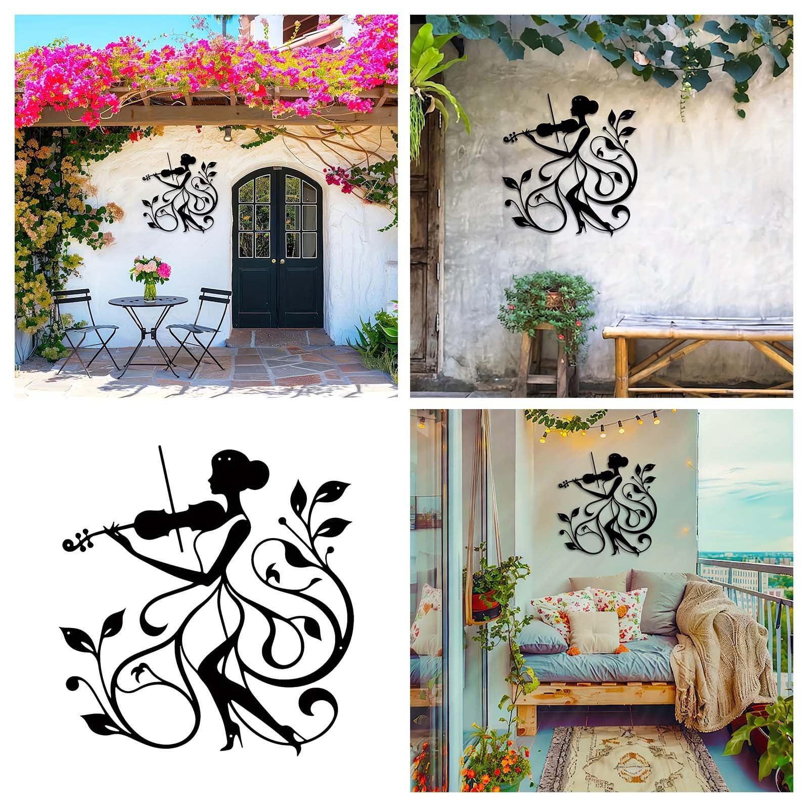 XDDST Violin Metal Wall Art Black Music Wall Decor Hanging Music Note ...