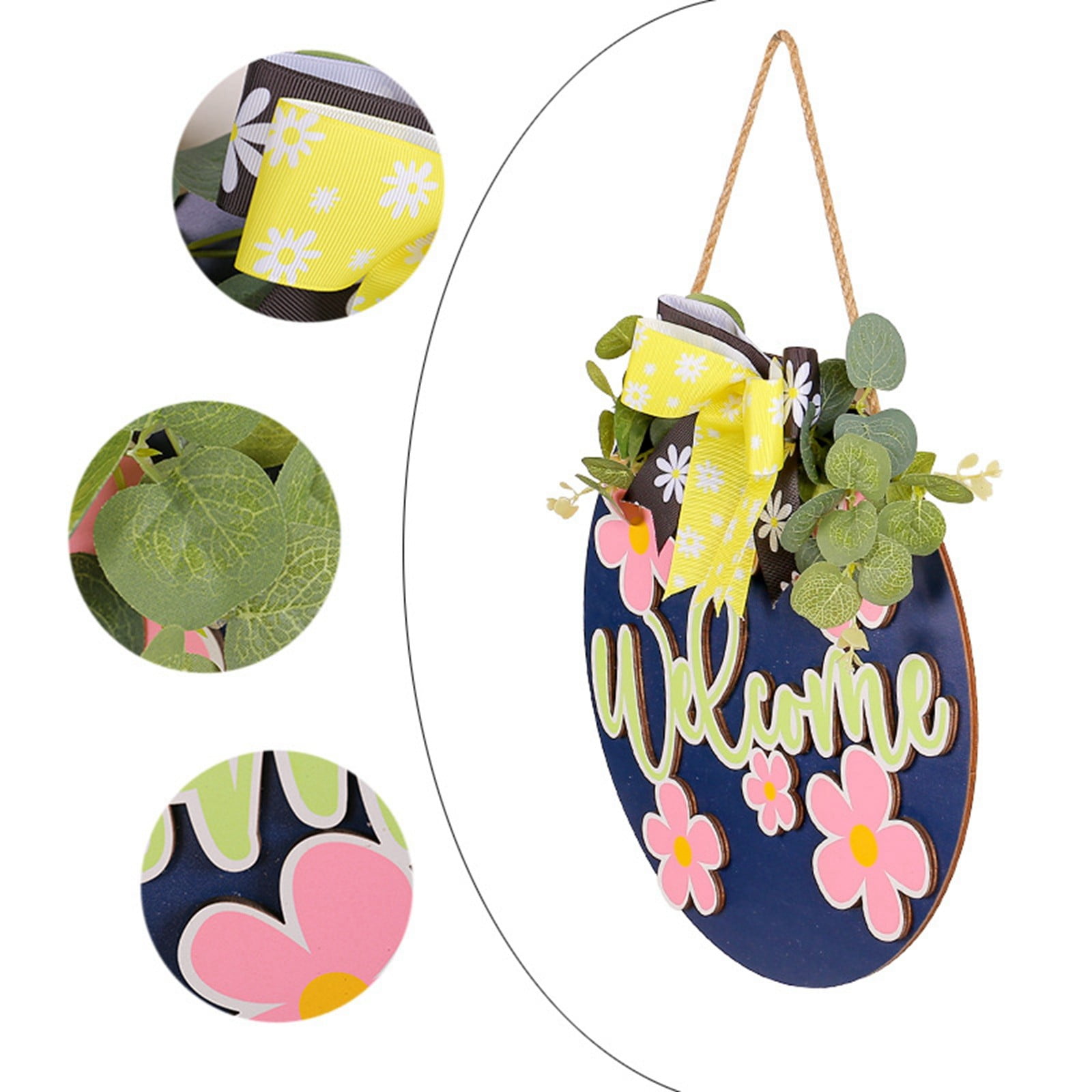 XDDST Welcome Spring Wooden Sign Garland 2024 Letter Door Hanging ...