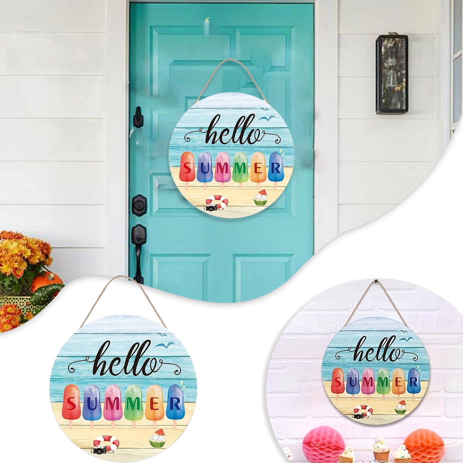 XDDST Wooden Ice Hanging Signs for Summer Decorations Hanging Summer ...