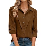 XDIAHBPL Shirts For Women Casual Fashion Brown Womens Tops Daily Linen ...