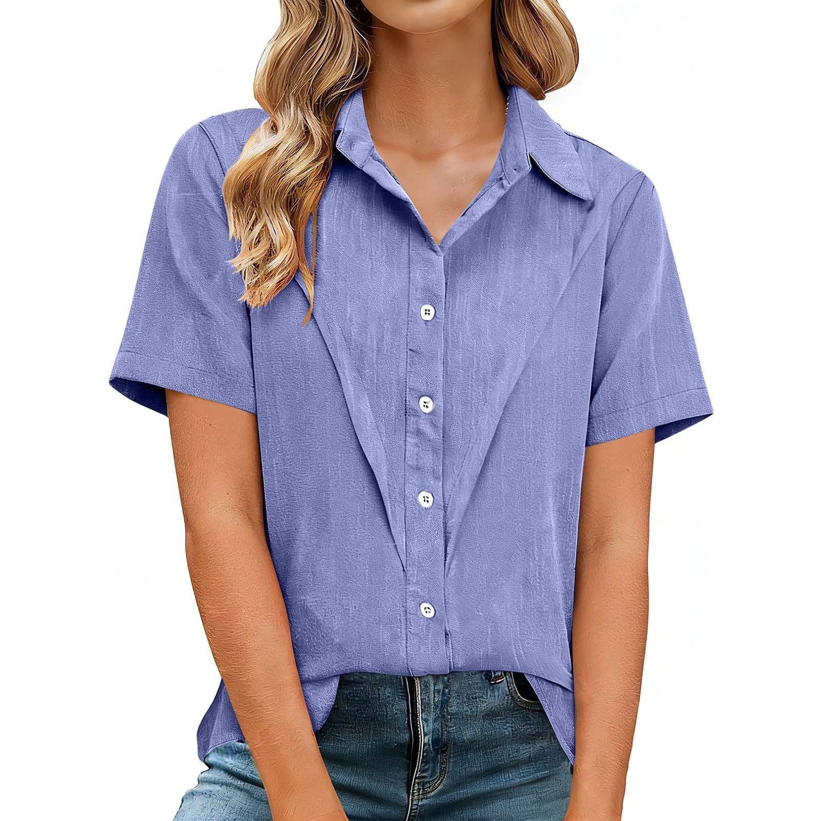 XDIAHBPL Shirts For Women Casual Fashion Purple Womens Tops Daily Linen ...