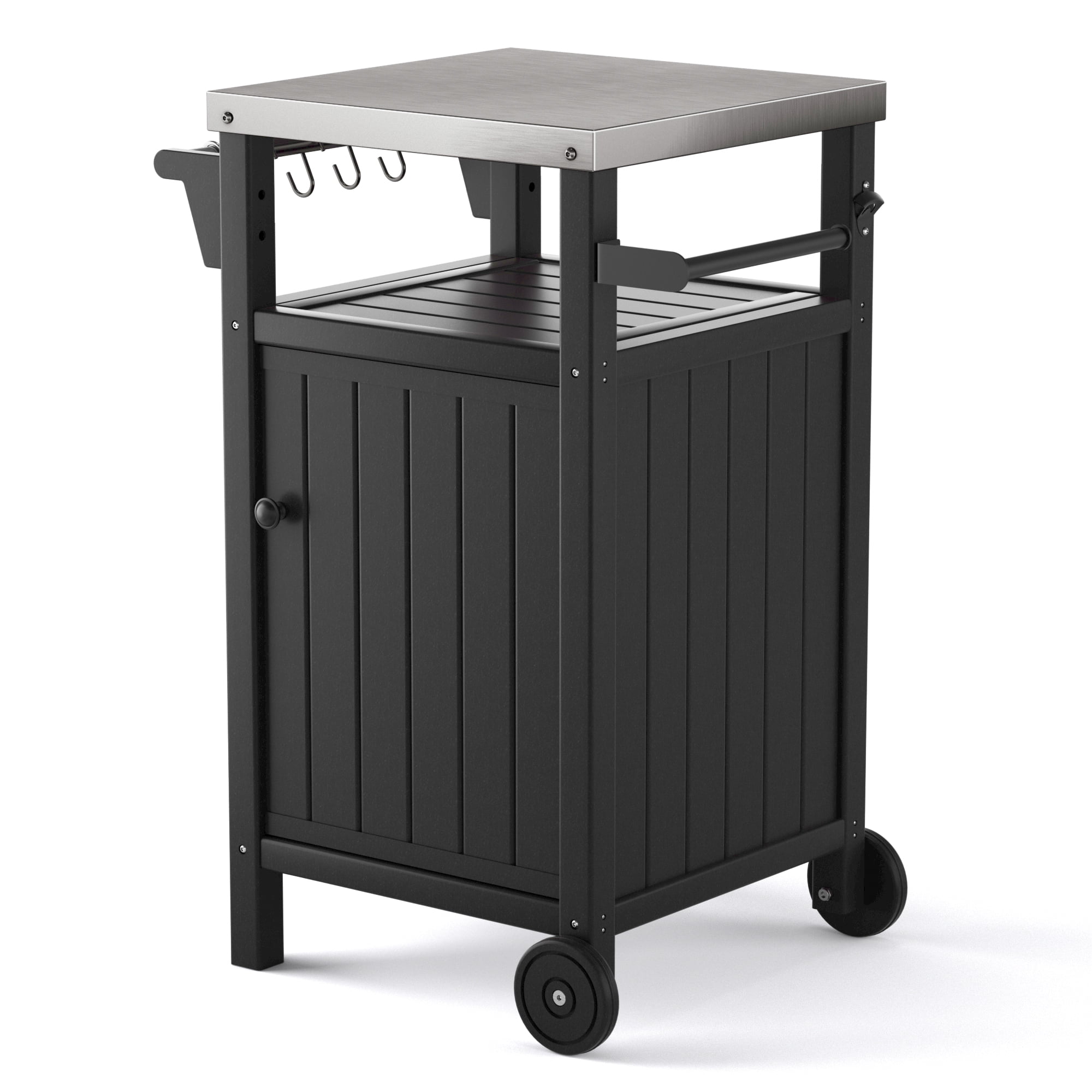 BBQ Prep Station: Rolling Grill Cart with Storage, Stainless Steel ...