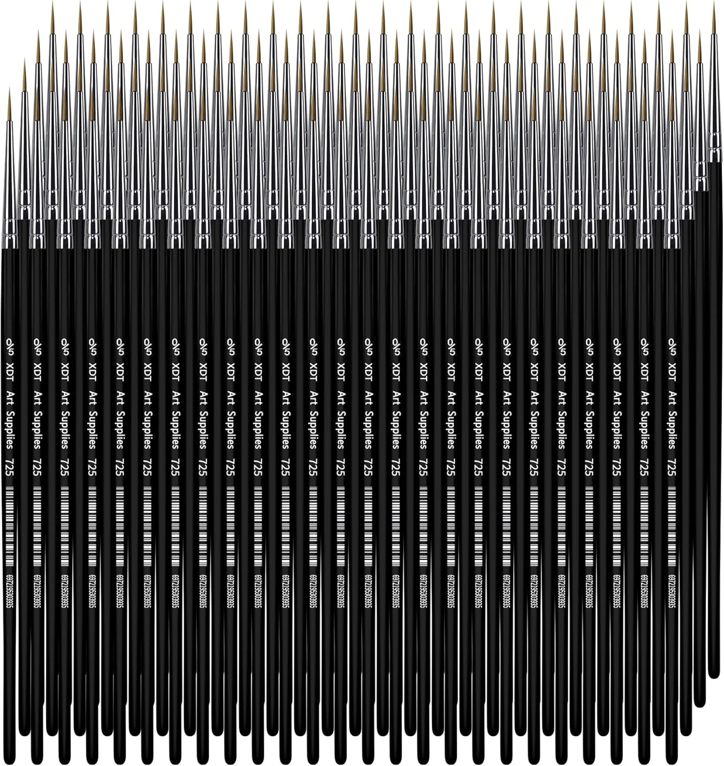XDT#725 Fine Detail Artist Paint Brush 100 Piece Set Round Pointed Tip ...