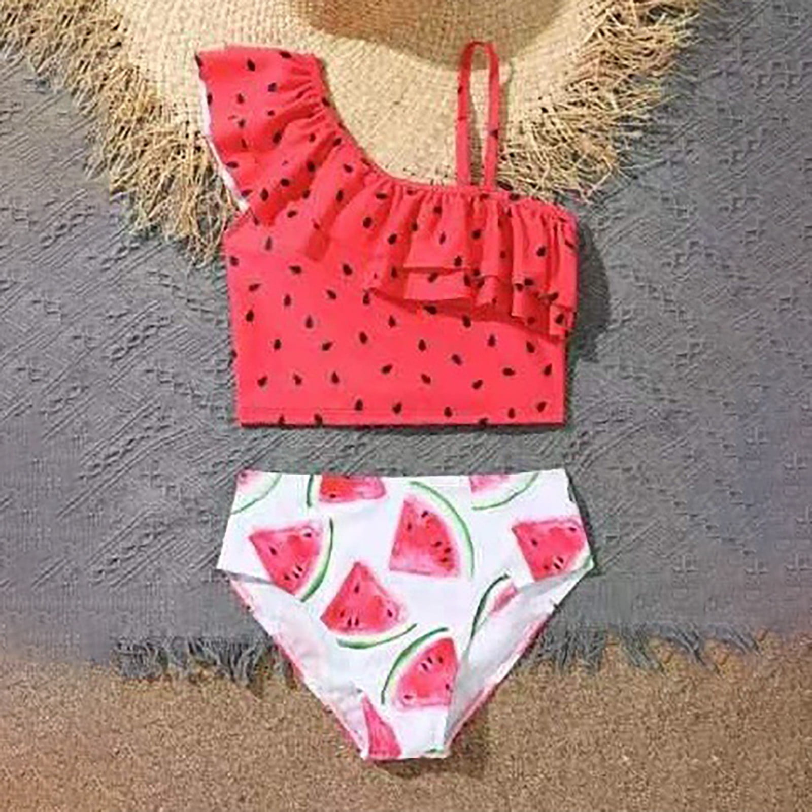 XDZJLR Girls Bathing Suit Children's Fashion Printed Off Shoulder ...