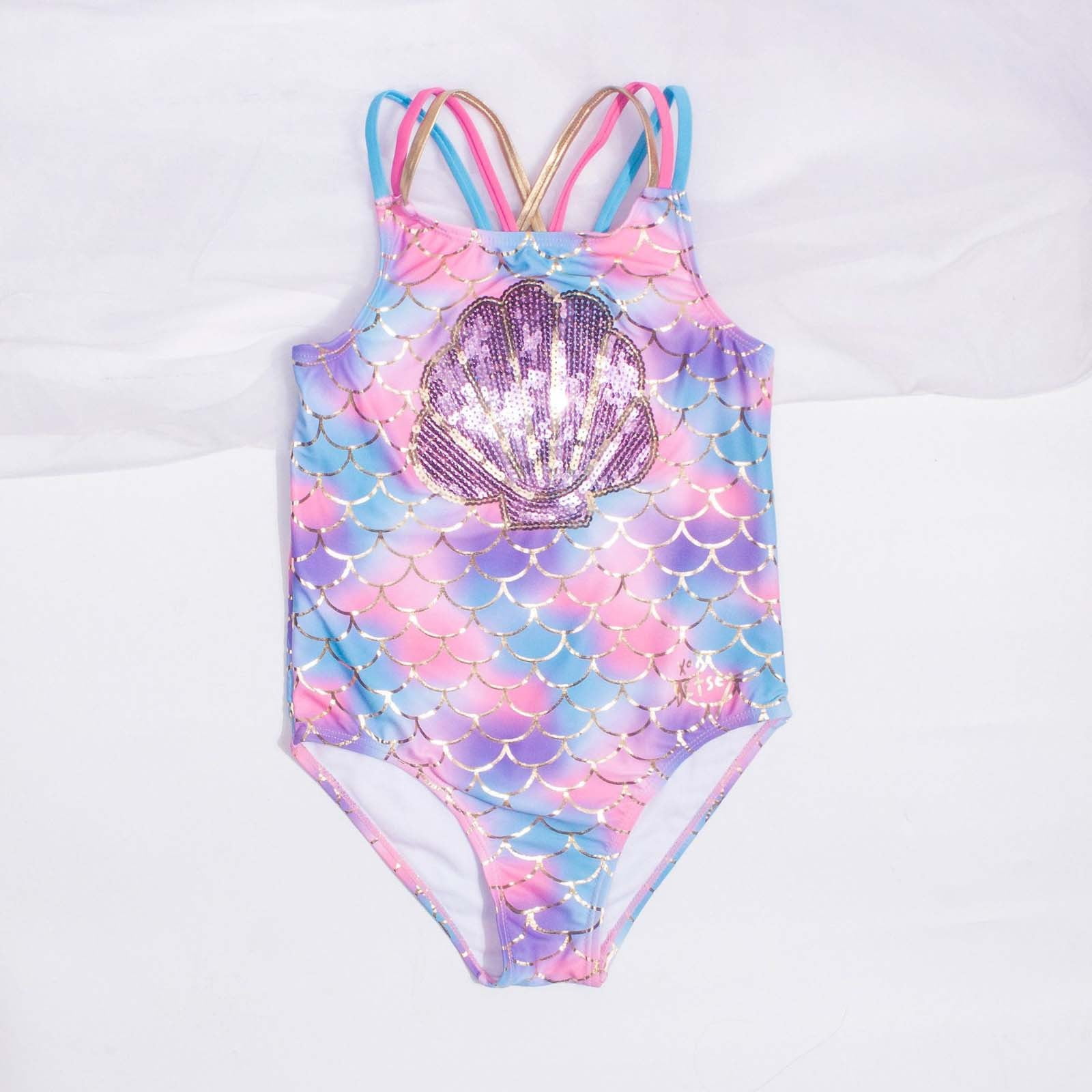 XDZJLR Girls Bathing Suit New Summer Memaid Pice for with Sequins Beach ...