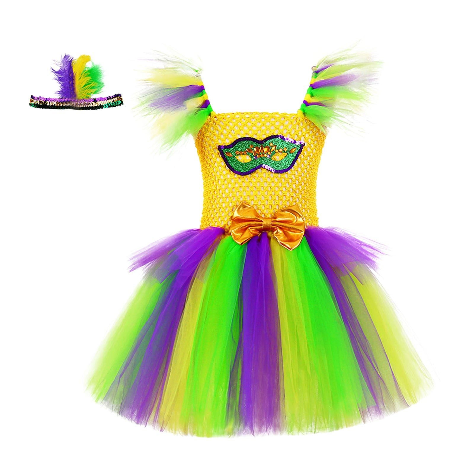 XDZJLR Girls Dresses Carnival Three Colors Bright Side With Pompous ...