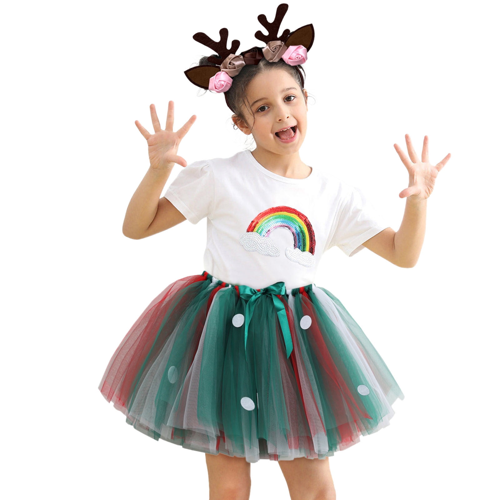 XDZJLR Girls Skirt Kids Dance Party Cartoon Ballet Hairclip Set Shortie ...
