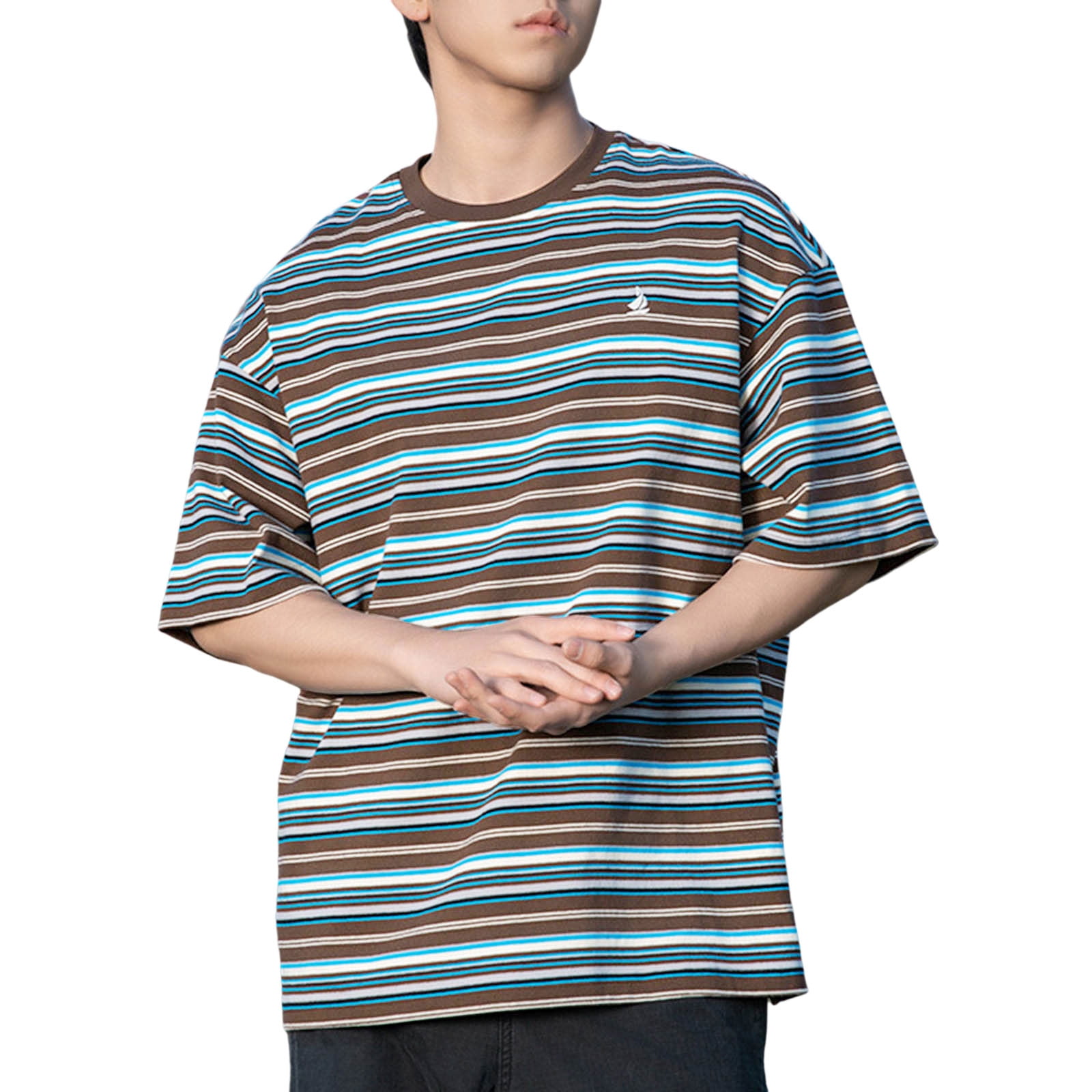 XDZJLR Men'S T Shirts Japanese Retro Casual Embroidery Design Short ...