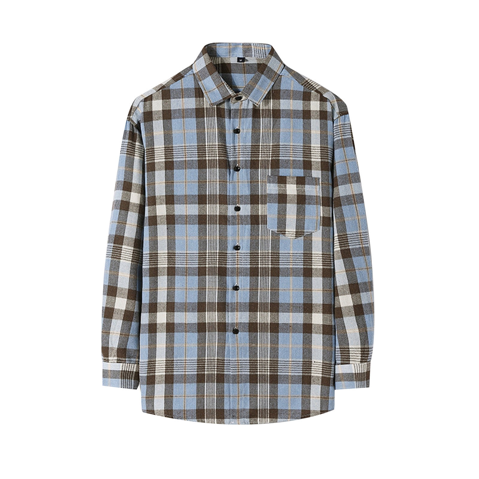 XDZJLR Men Shirt Collar Checkered Long Sleeved Fashionable And Long ...