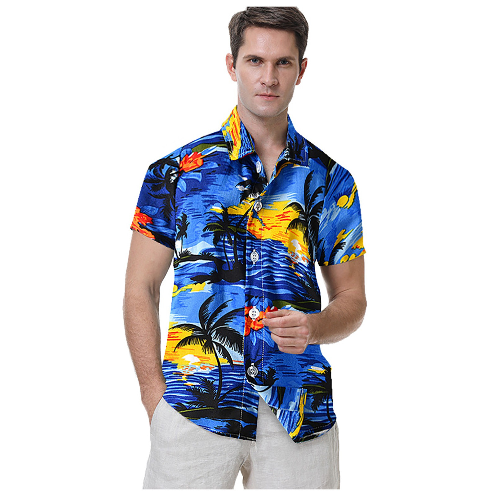 XDZJLR Men Shirts Summer Hawaiiss Clothes Short Sleeve Floral Button ...