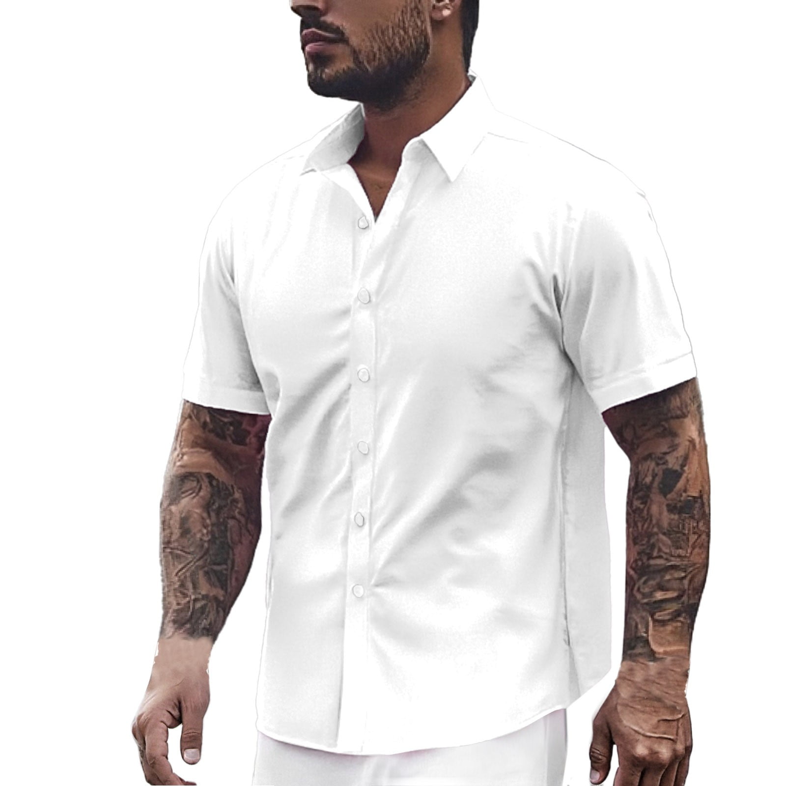 XDZJLR Men's Shirts Dress Short Sleeve Slimt Business Casual for Button ...