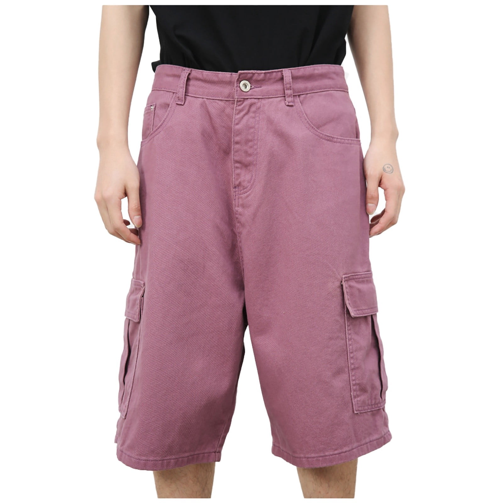 XDZJLR Mens Shorts Baggy Jeans Jorts Fit Solid Color Fashion Casual ...