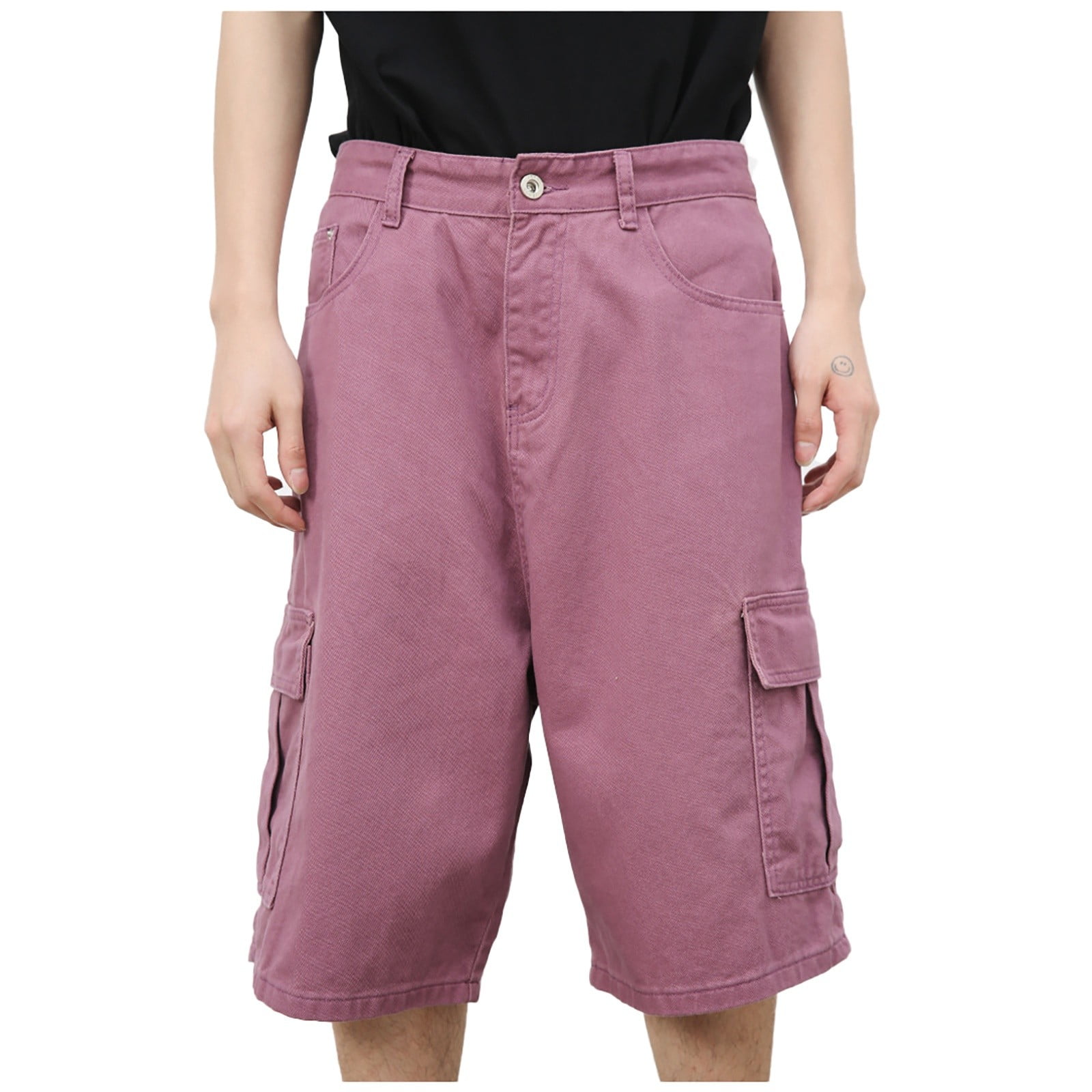 XDZJLR Mens Shorts Baggy Jeans Jorts Fit Solid Color Fashion Casual ...