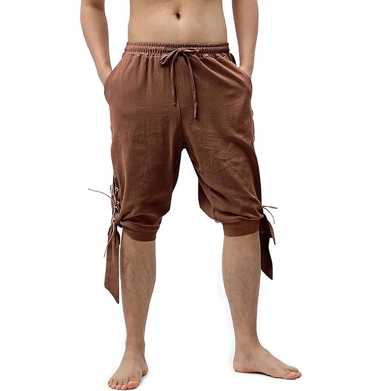 XDZJLR Casual Shorts for Men Trousers Retro Knee Length Solid Color ...