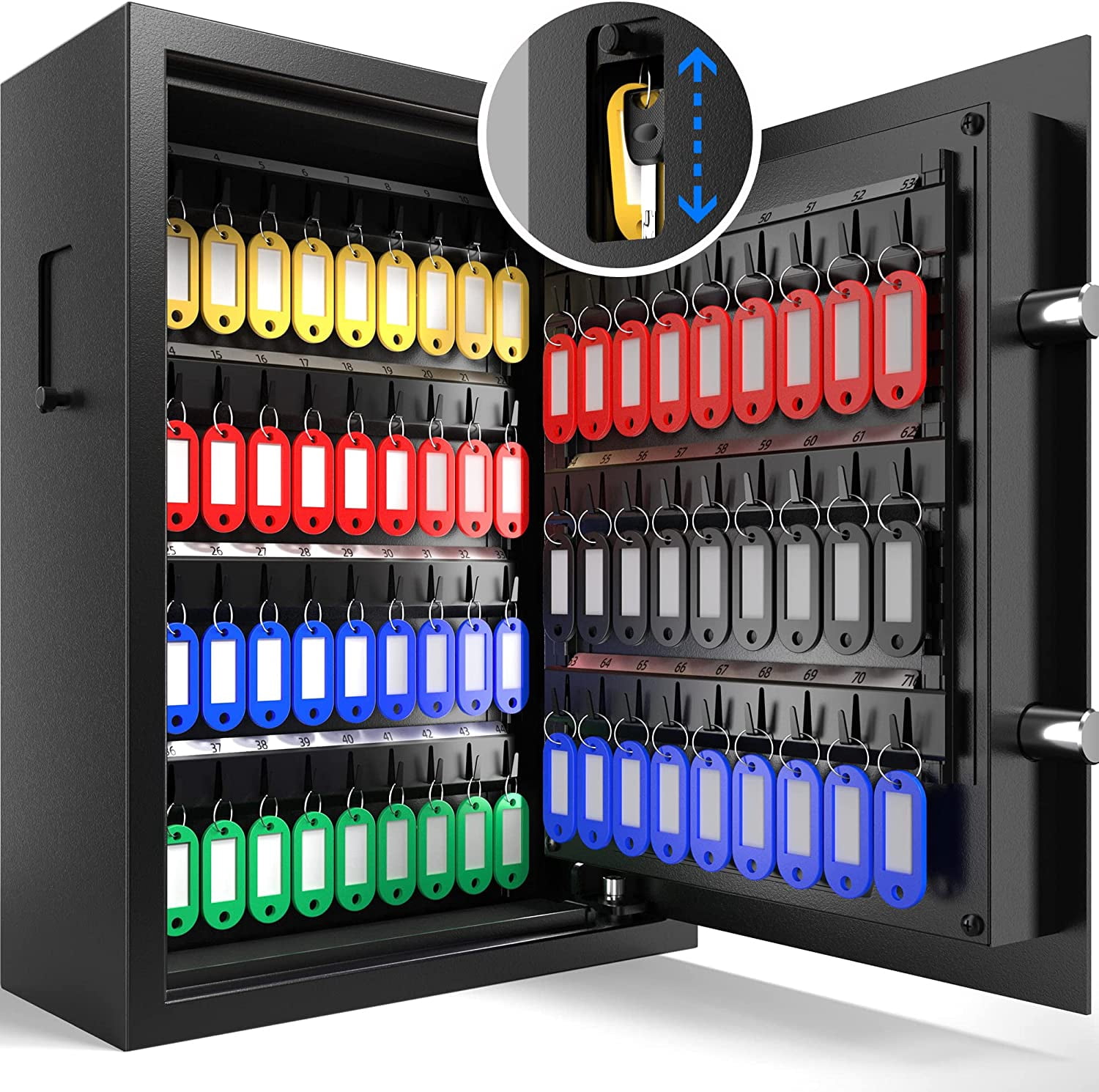 XDeer 71 Keys Key Lock Box Wall Mount with Advanced Anti-Theft Deposit ...