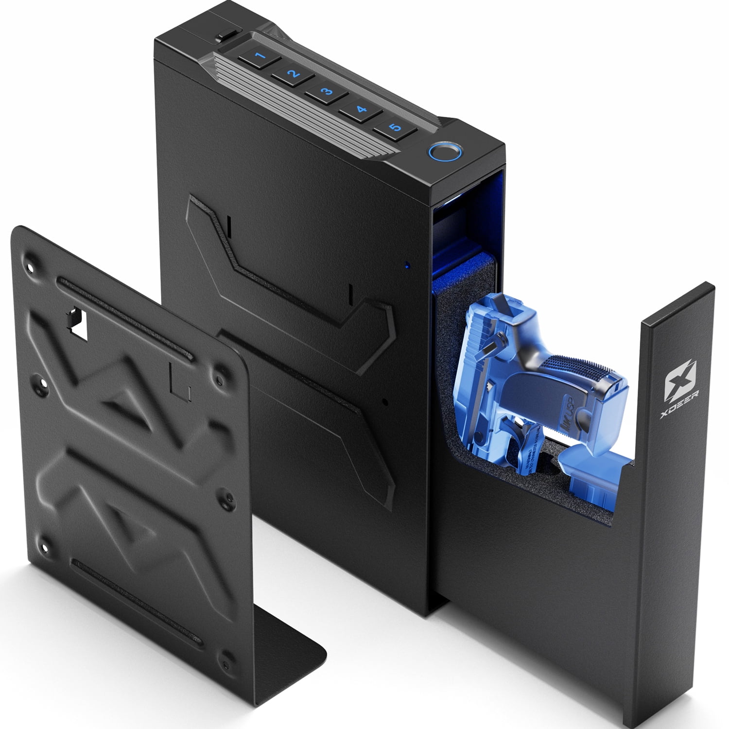 XDeer Biometric Pistol Safe, Quick Access Nightstand Safe for Handguns ...