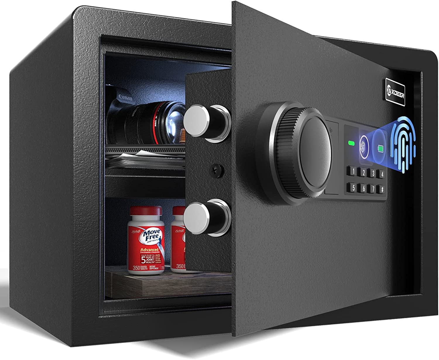XDeer Biometric Safe Box, 0.78 Cubic Quick-Access Security Safe Box ...