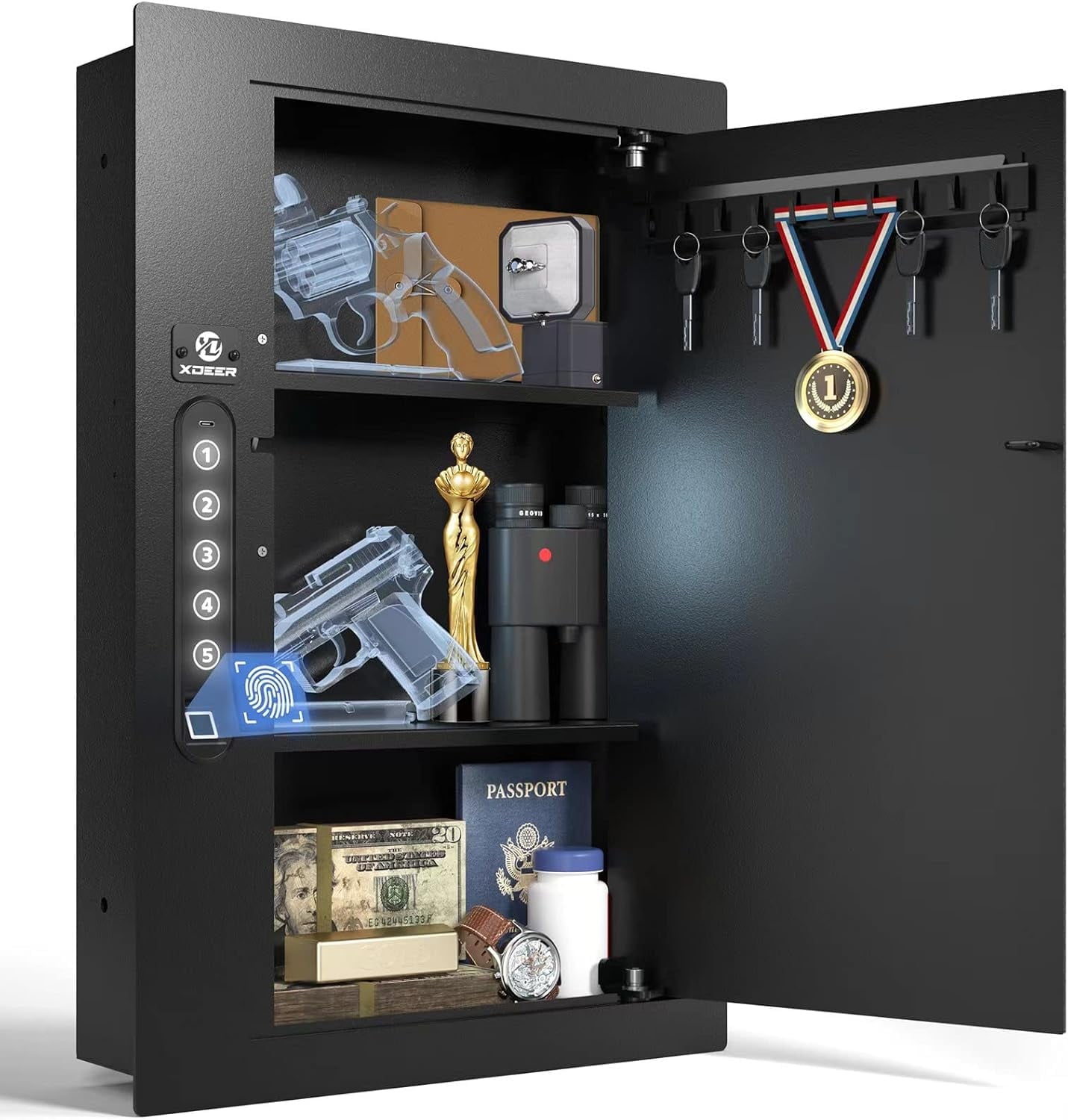 XDeer Security Flat Wall Safes In-Wall Hidden Safes Biometric Safes ...