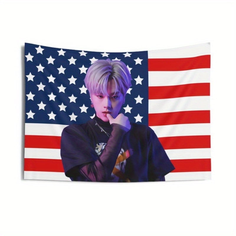 XDinary Heroes Jungsu Silver Hair American Flag Tapestry - Kpop Concert ...