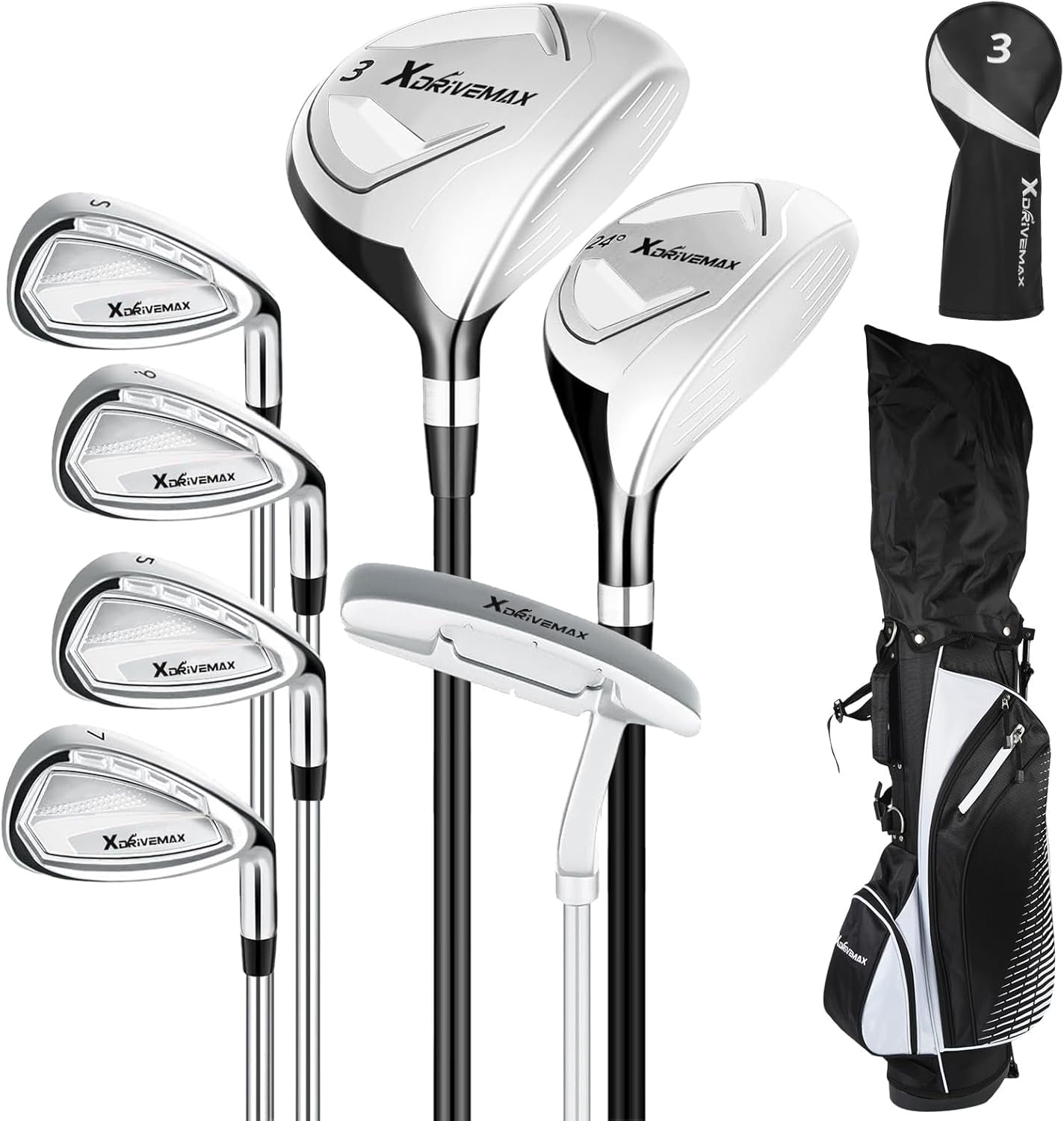 XDriveMax 8-Pieces Complete Golf Club Set for Men Includes Stand Bag ...