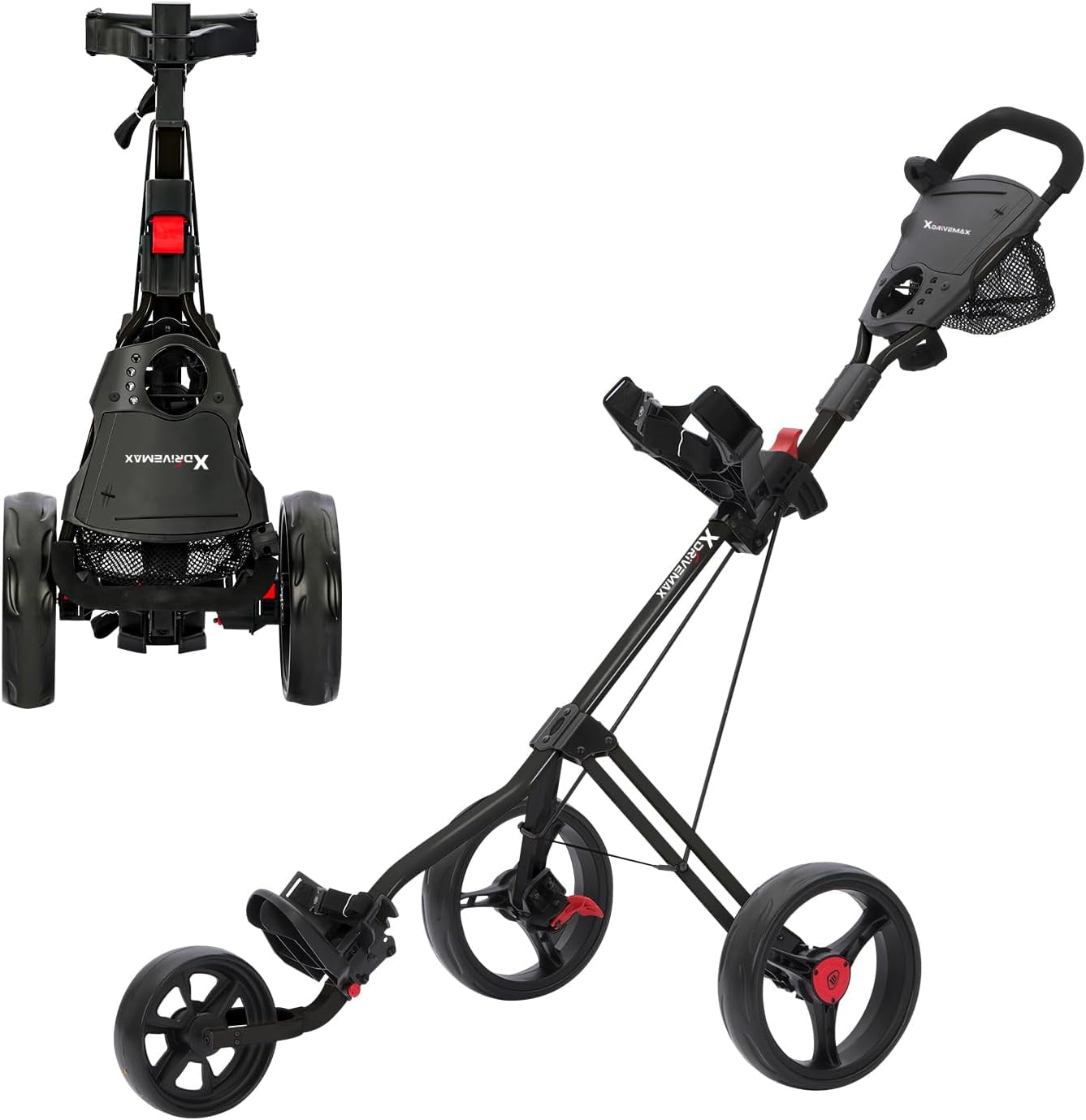 XDriveMax Golf Push Cart 3-Wheel Folding Pull Carts Lightweight with ...