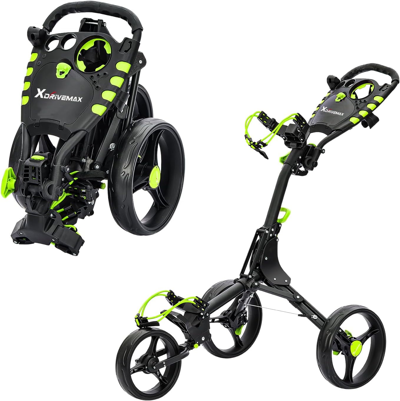 XDriveMax Golf Push Cart 3-Wheel Folding Pull Carts Lightweight with ...