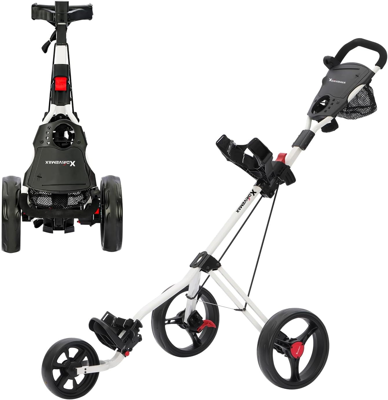 XDriveMax Golf Push Cart 3-Wheel Folding Pull Carts Lightweight with ...