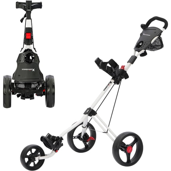 XDriveMax Golf Push Cart Lightweight 3-Wheel Folding Pull Cart with Cup ...