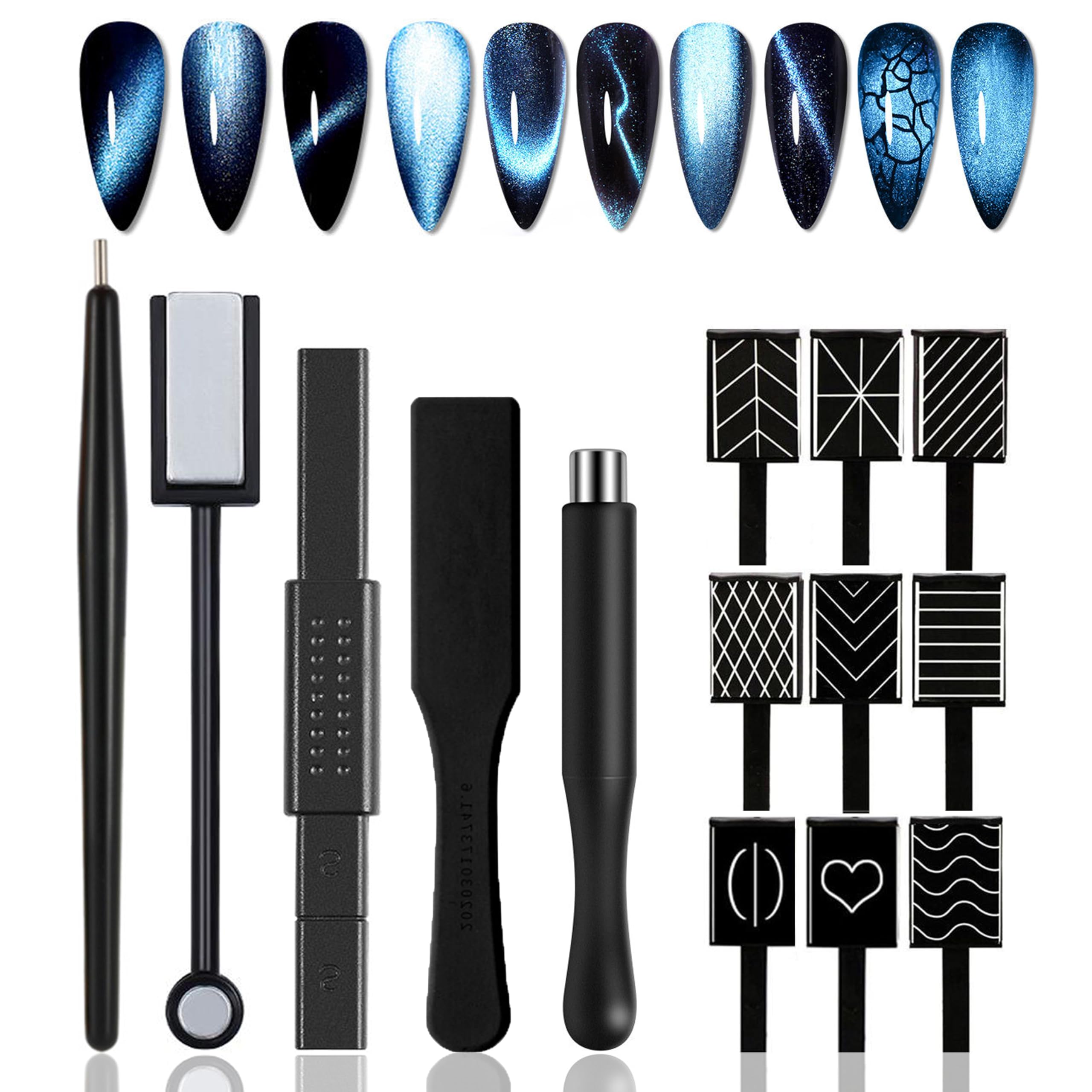 Xeaohesy 14 Pieces Black Cat Eye Magnet For Nails Nail Magnet Tool