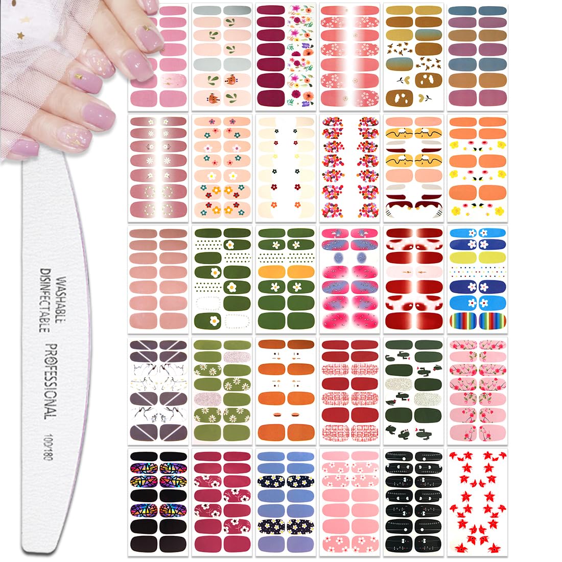 XEAOHESY 30 Sheets Flower TMA2 Series Full Wraps Nail Polish Strips ...
