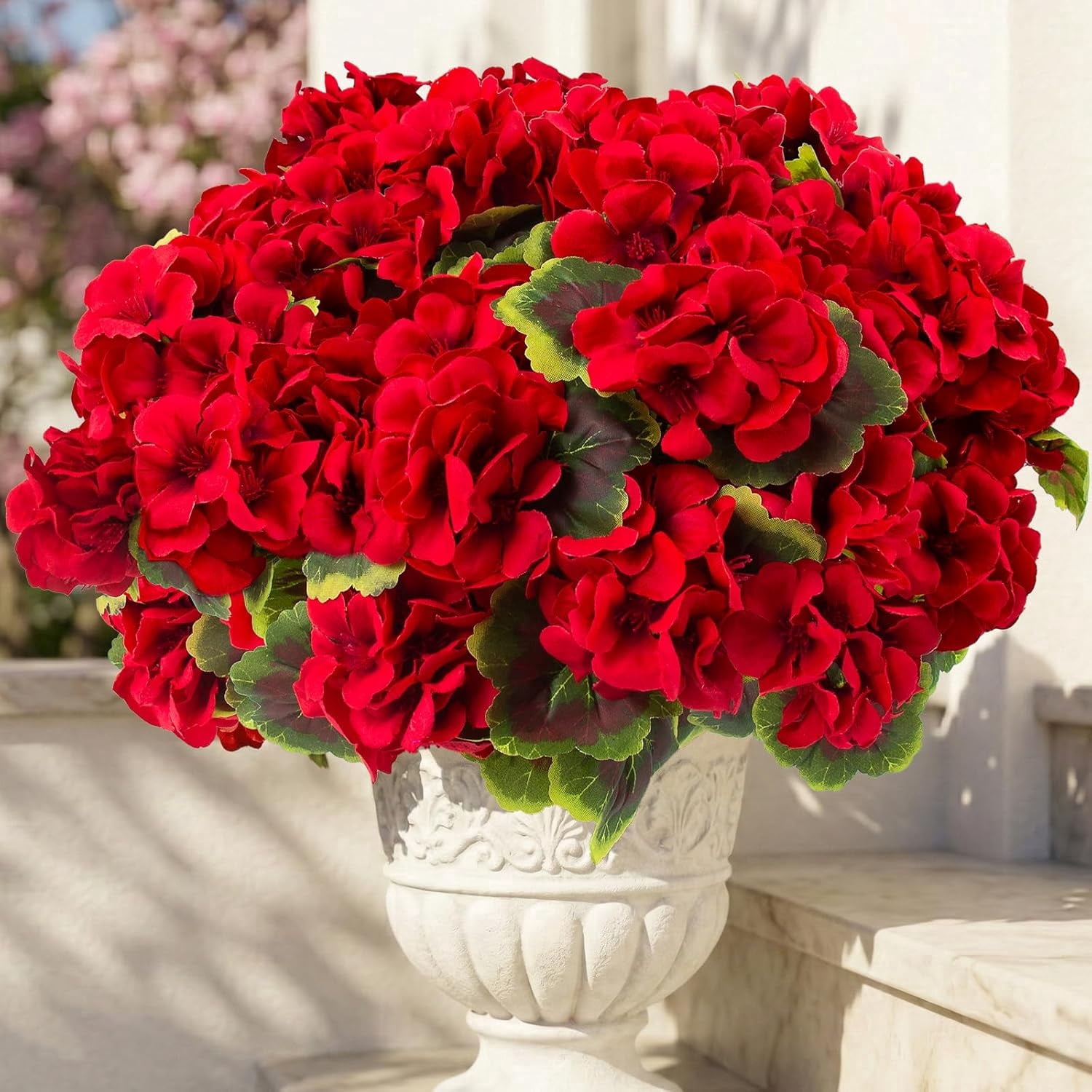 XEAZON Artificial Fake Flowers for Outdoors Decoration, 6 Bundles Silk ...