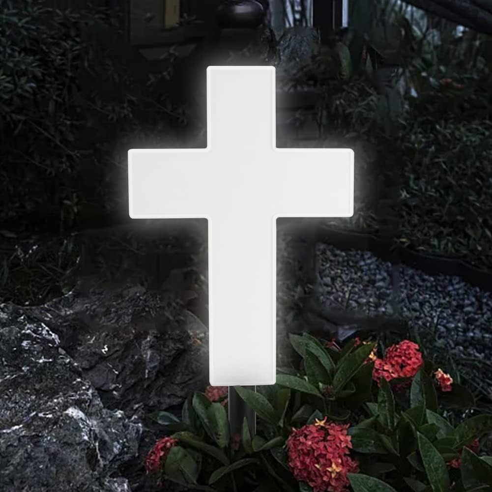 XEAZON Solar Cross Grave Garden Stake Outdoor Lights, Solar Cross for ...