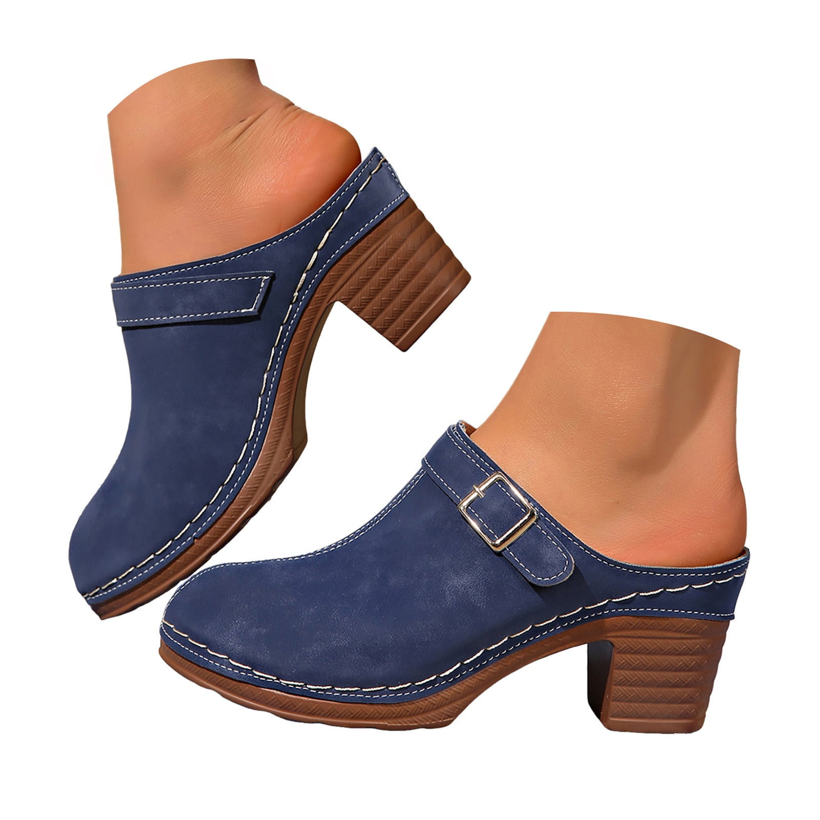 XEDZYT Sandals Women Closed Toe Strappy Heels Summer Dress Shoes Slip ...