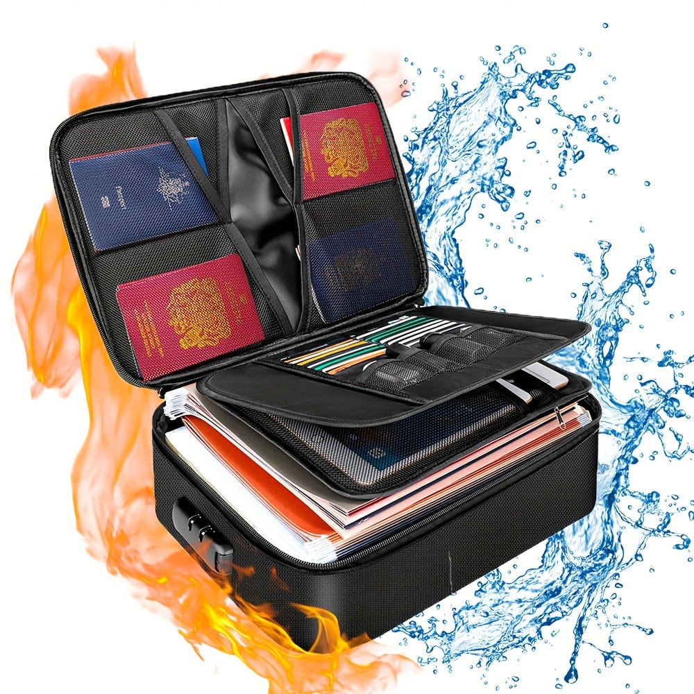 XEEZ Fireproof And Waterproof Document Organizer with Combination Lock ...