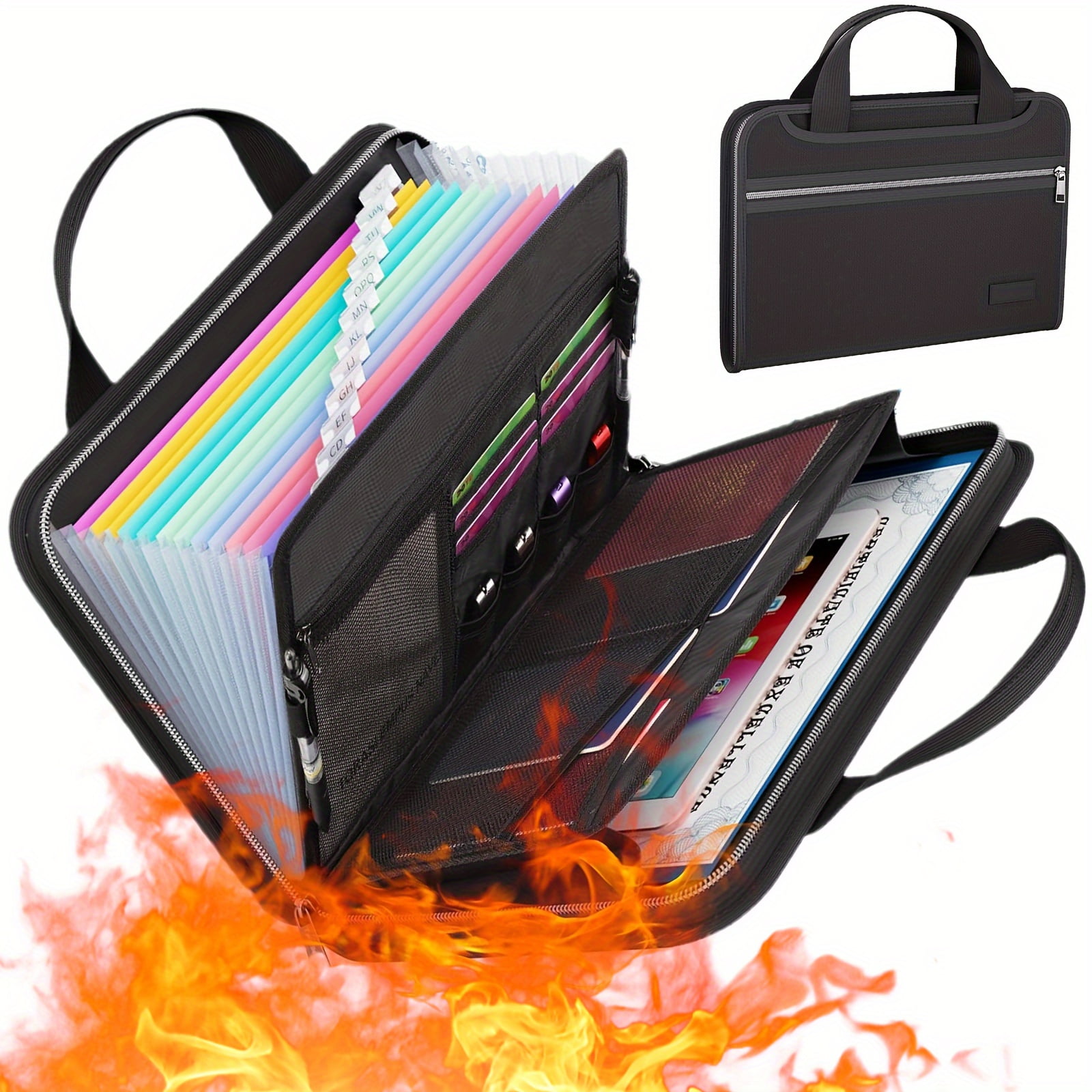 XEEZ [Fireproof File Organizer] Fireproof 13-Pocket Accordion File ...