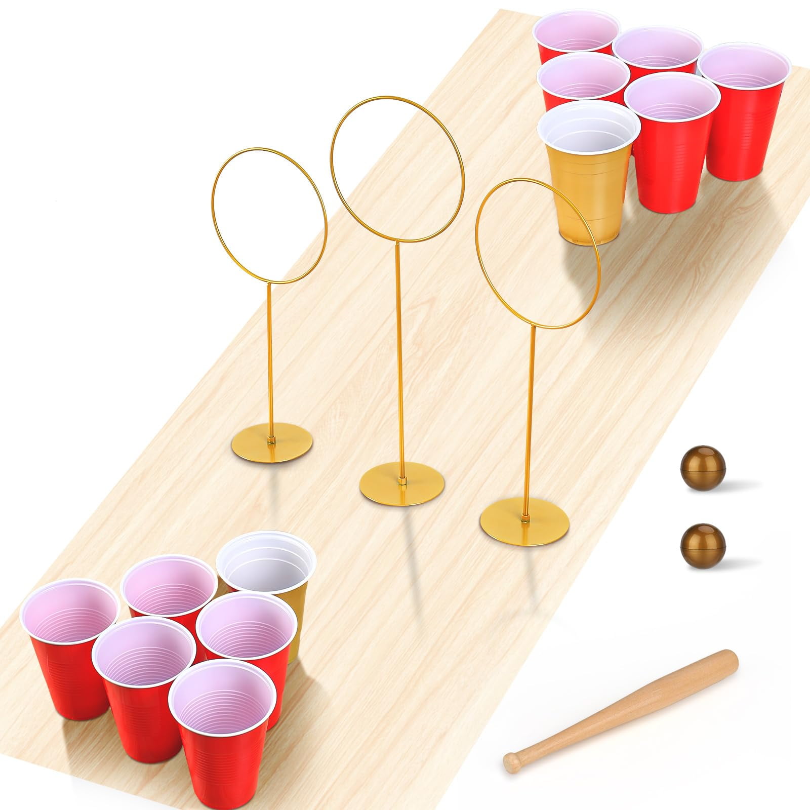 XEFINAL Party Beverage Pong Game Set with 3 PCS Large Goal Posts for ...