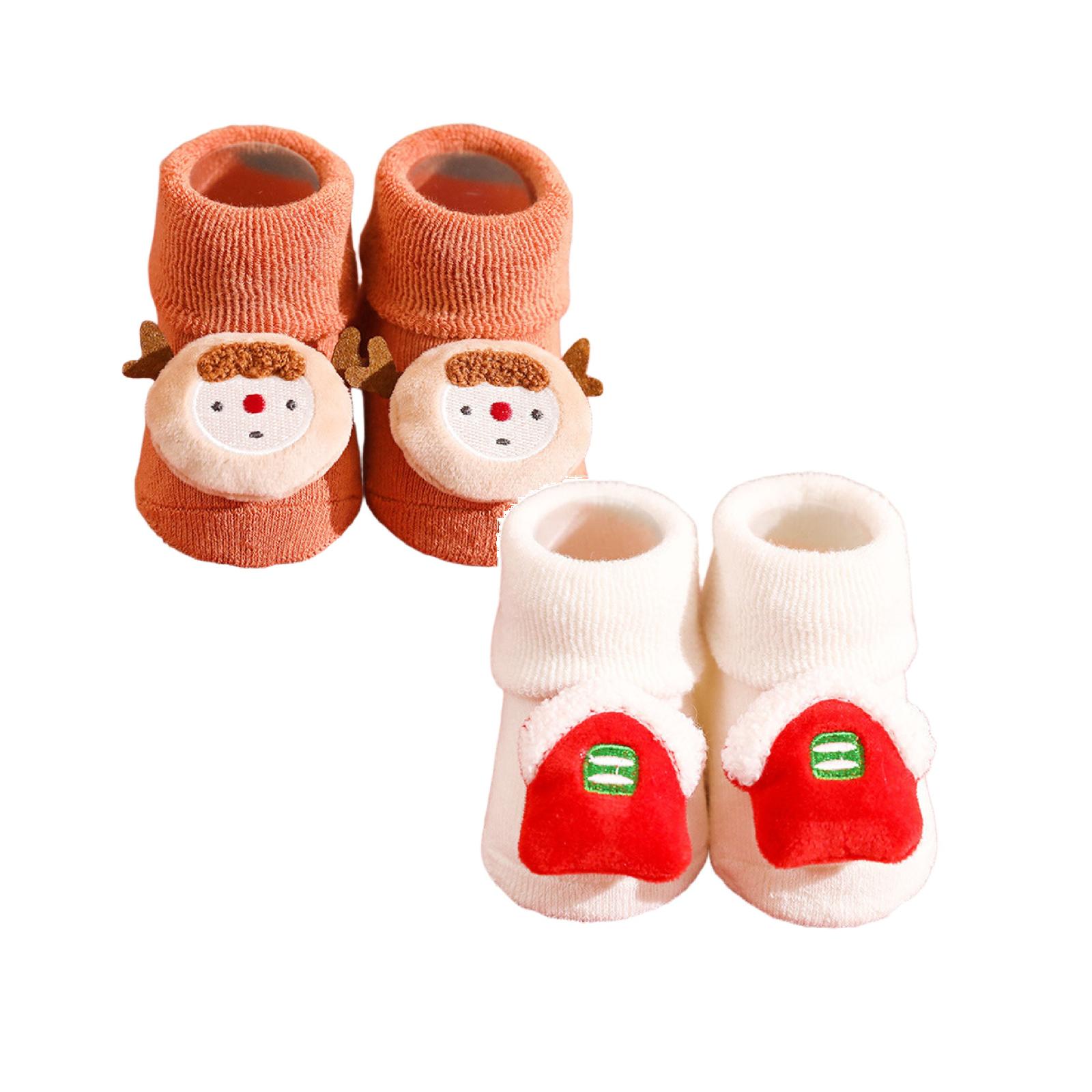 XEGLSBU 2 Pack Christmas Socks Bulk Winter Baby Socks with Cute Cartoon ...
