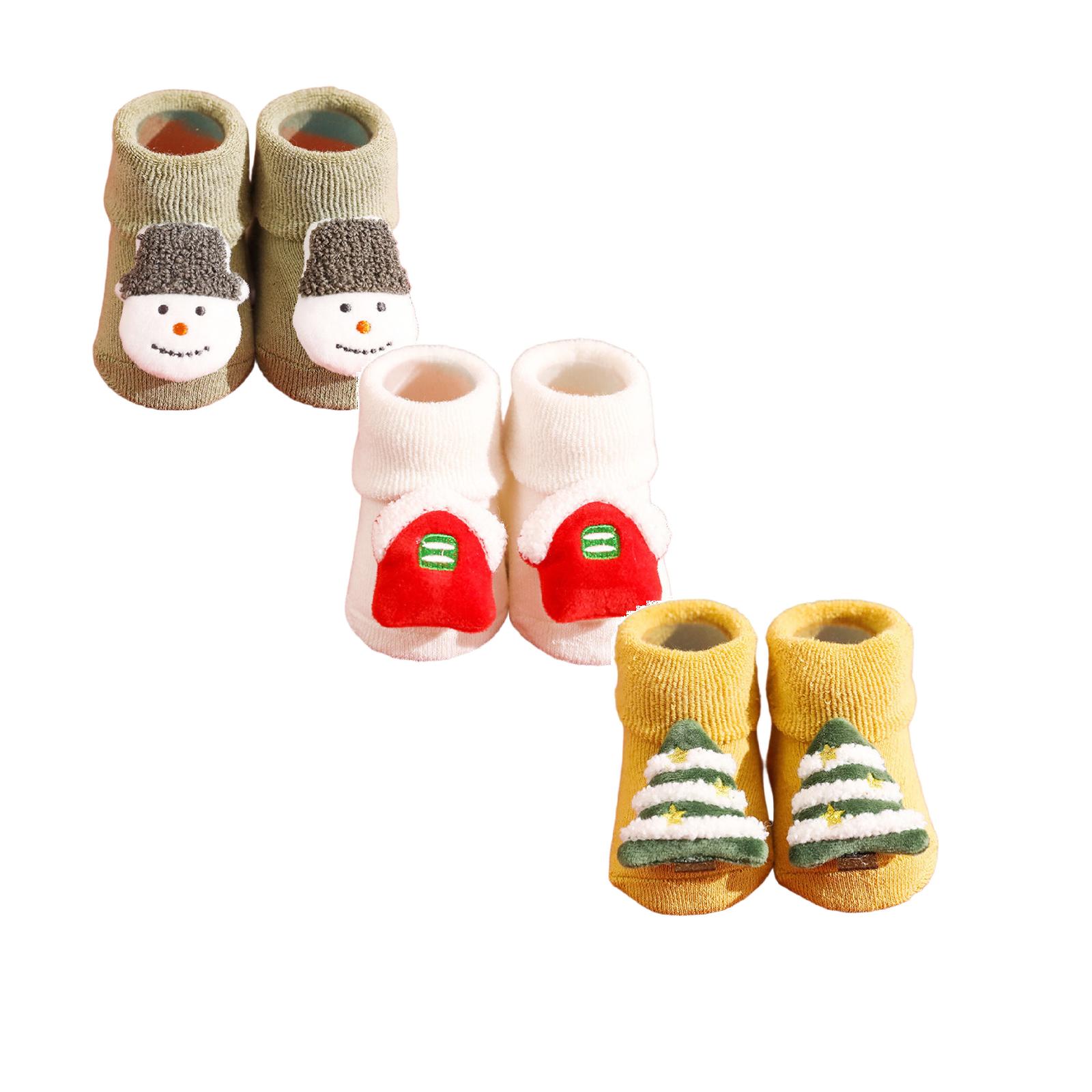 XEGLSBU 3 Pack Christmas Socks for Kids Boys Winter Baby Socks with ...