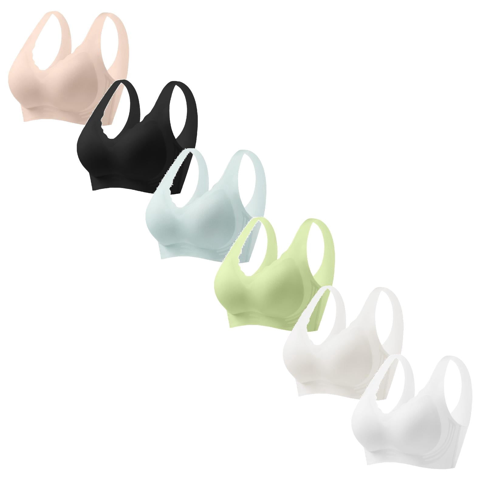 XEGLSBU 6PCS Bras for Women Front Closure Women's Ice Silk Seamless ...