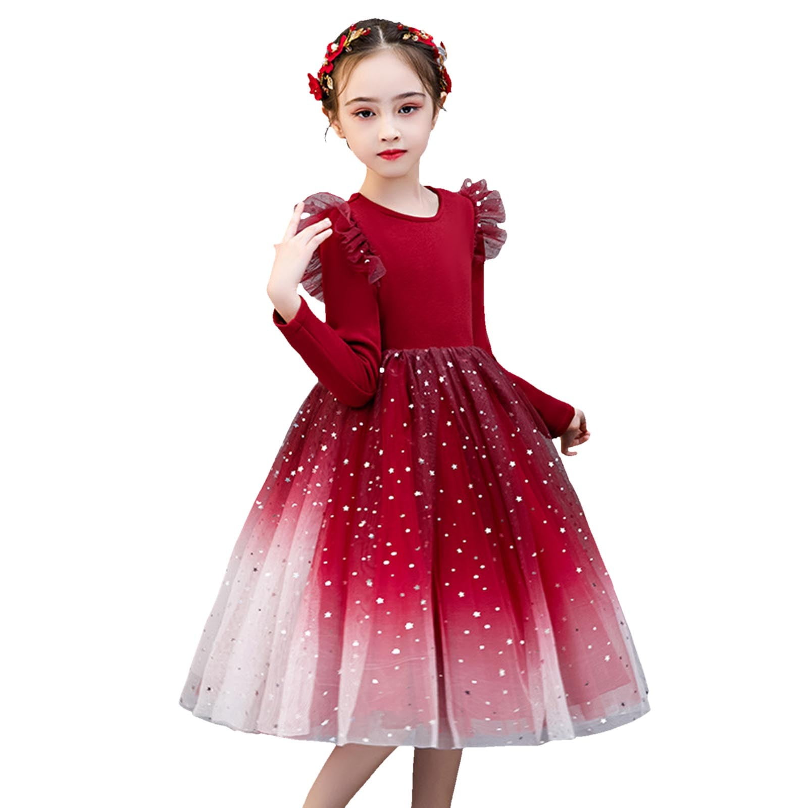XEGLSBU Girls Christmas Dress Size 8 Plaid Long Sleeve Girls Party ...
