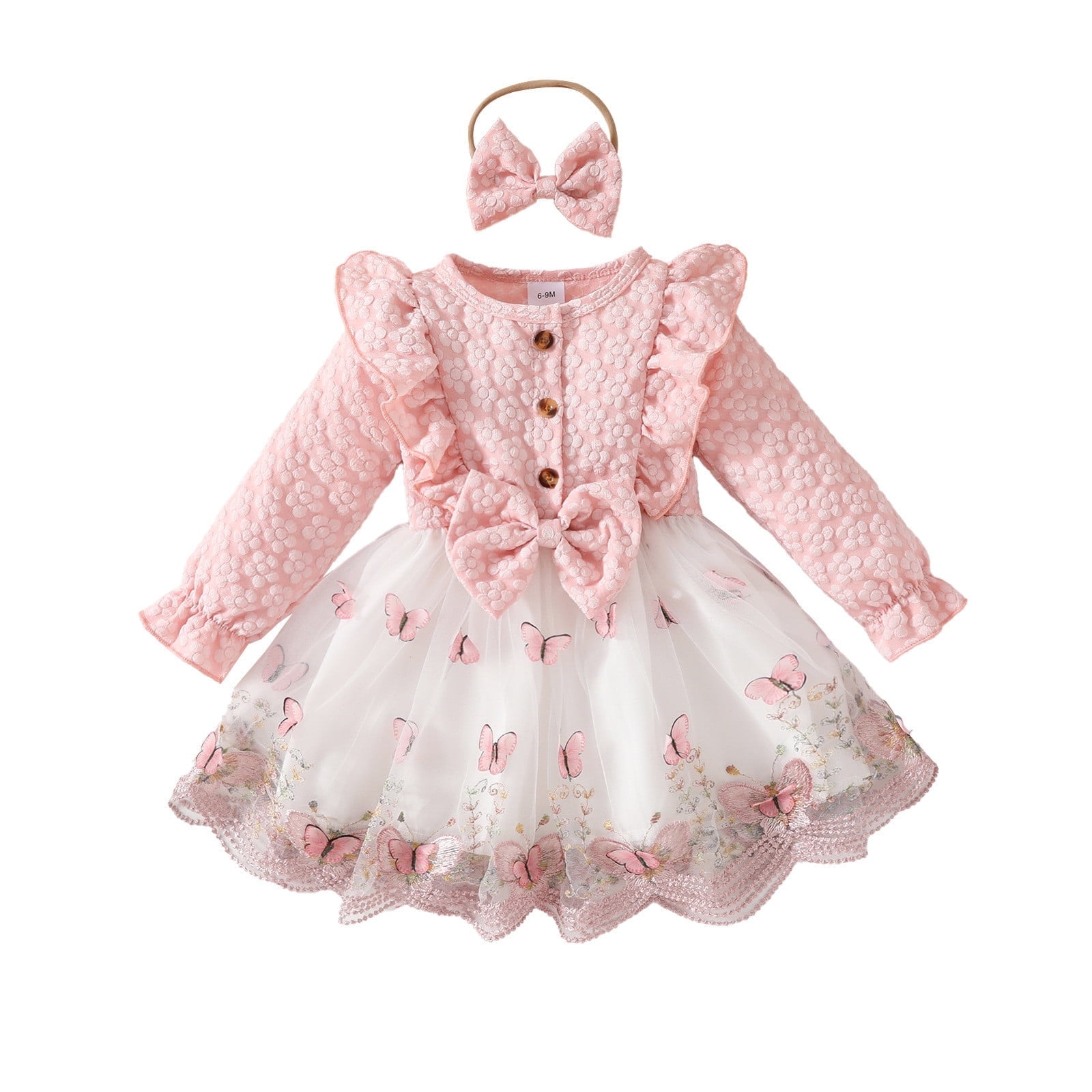XEGLSBU Girls Dresses Size 7 Toddler Girls Long Sleeve Ruffles Floral ...