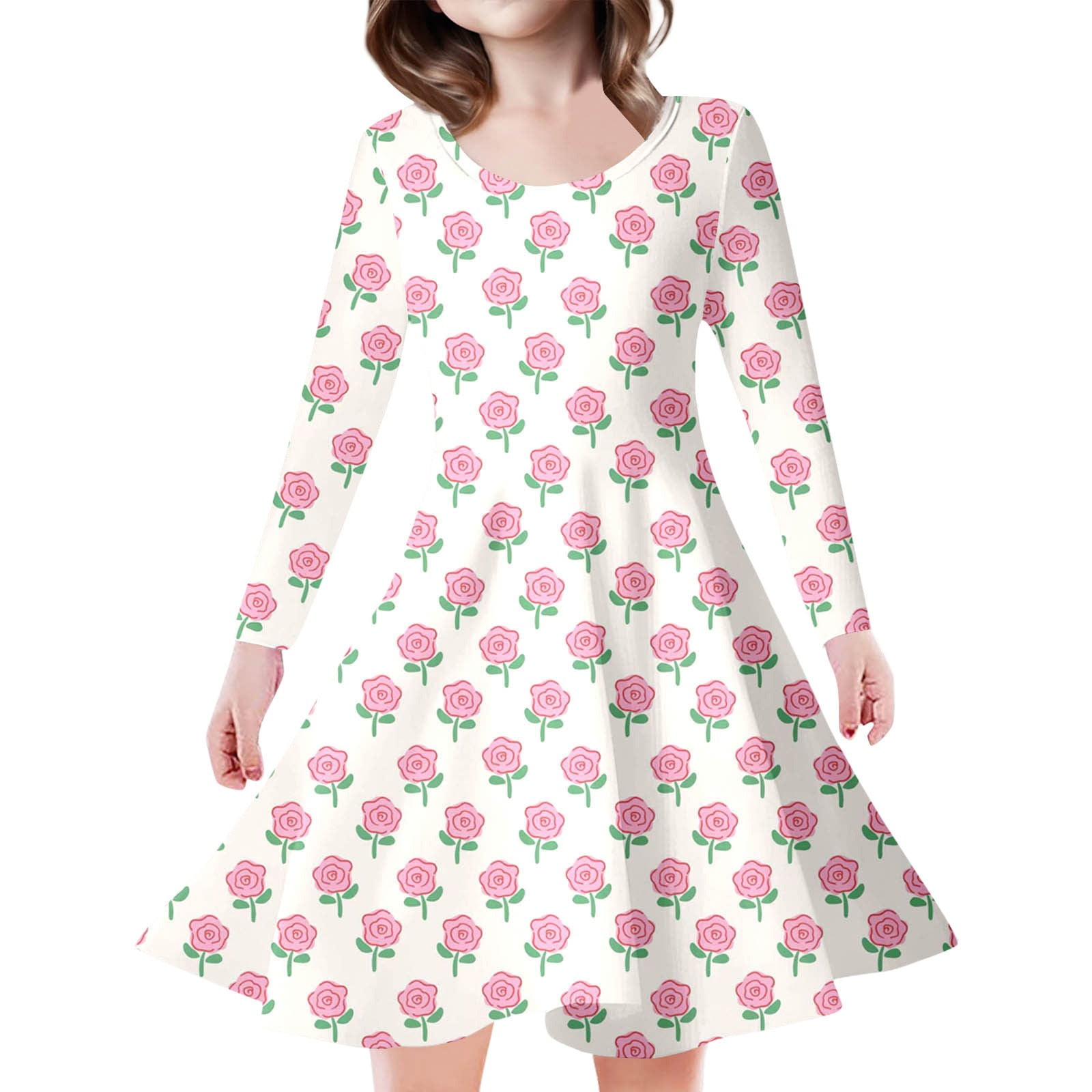 XEGLSBU Girls Dresses Size 8-10 Cute Floral Long Sleeve Dress for Girls ...