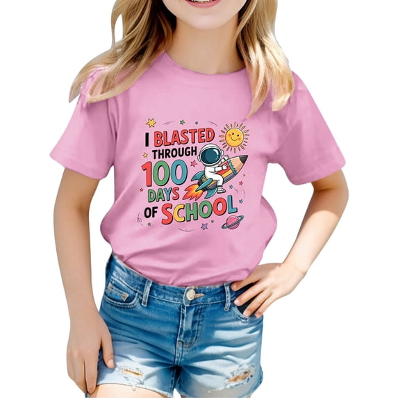 XEGLSBU Girls Shirts Size 8 Pink Kids Unisex Graphic Letter Print Short ...