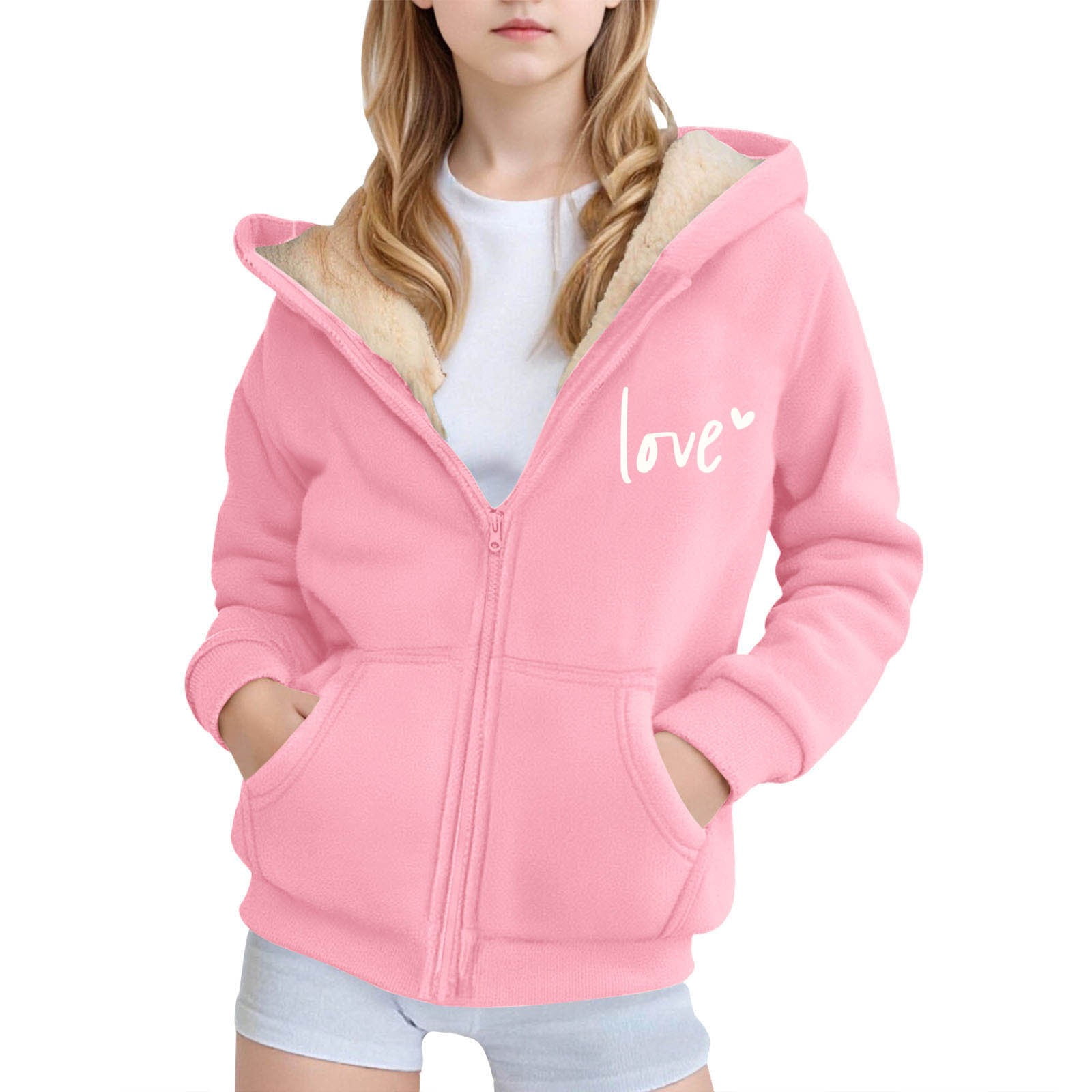 XEGLSBU Girls Winter Coat Size 6T Girls Zip up Hooded Jacket with Print ...