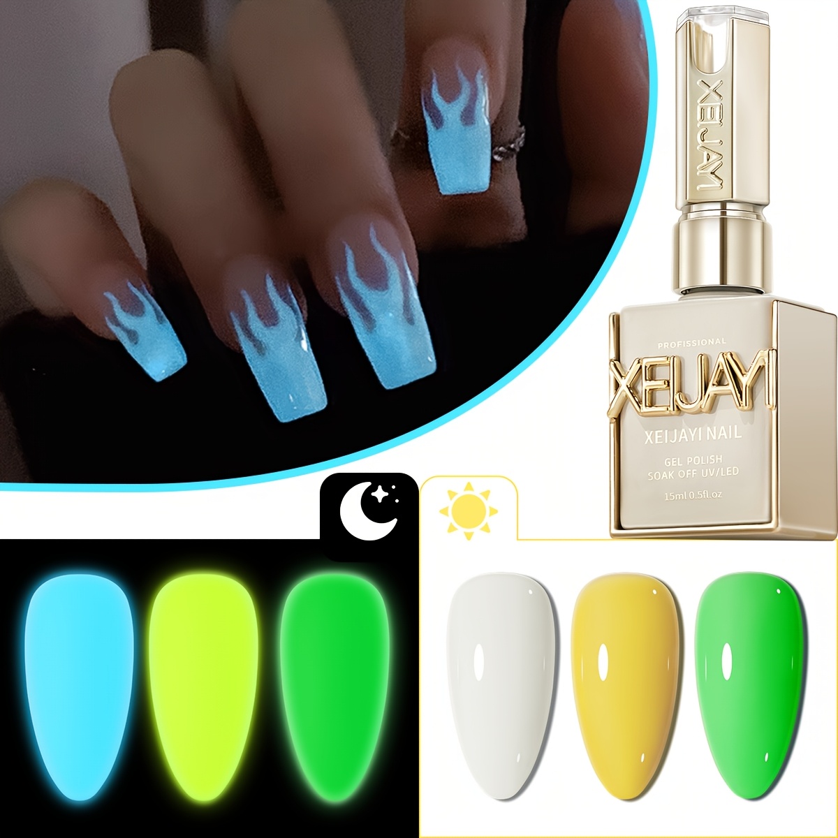 XEIJAYI 15ml 3Colors Set Gel Polish - Bright Nail Art With Alcohol-Free ...