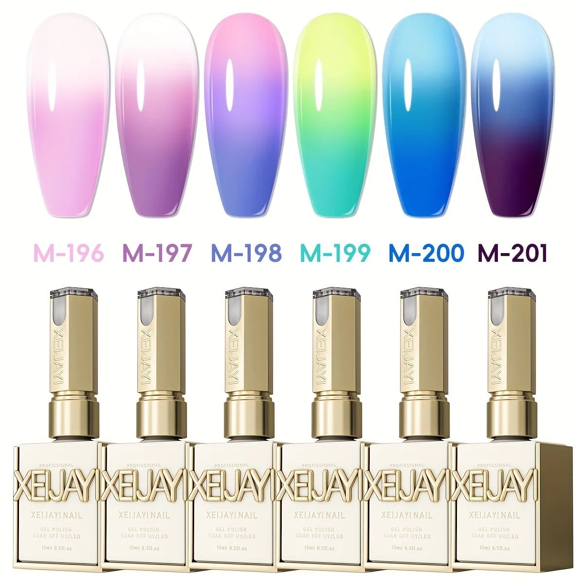 XEIJAYI 15ml 6Colors SetNail Gel Polish - Bright Nail Art With Alcohol-Free/LED Soak-Off Gel For ...