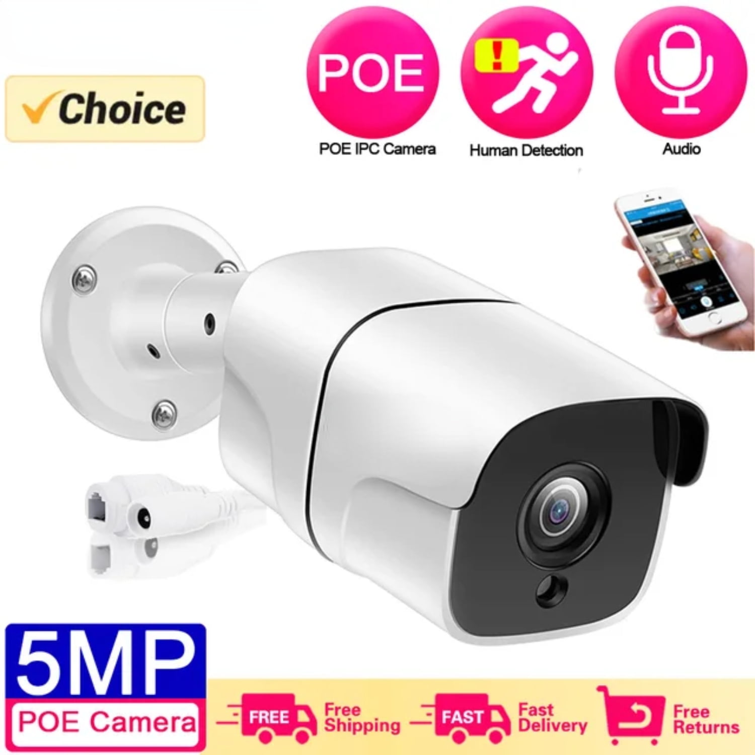 XEJEANG 8MP 4K 3840 x 2160 PoE Camera Outdoor/Indoor IP Security Video ...