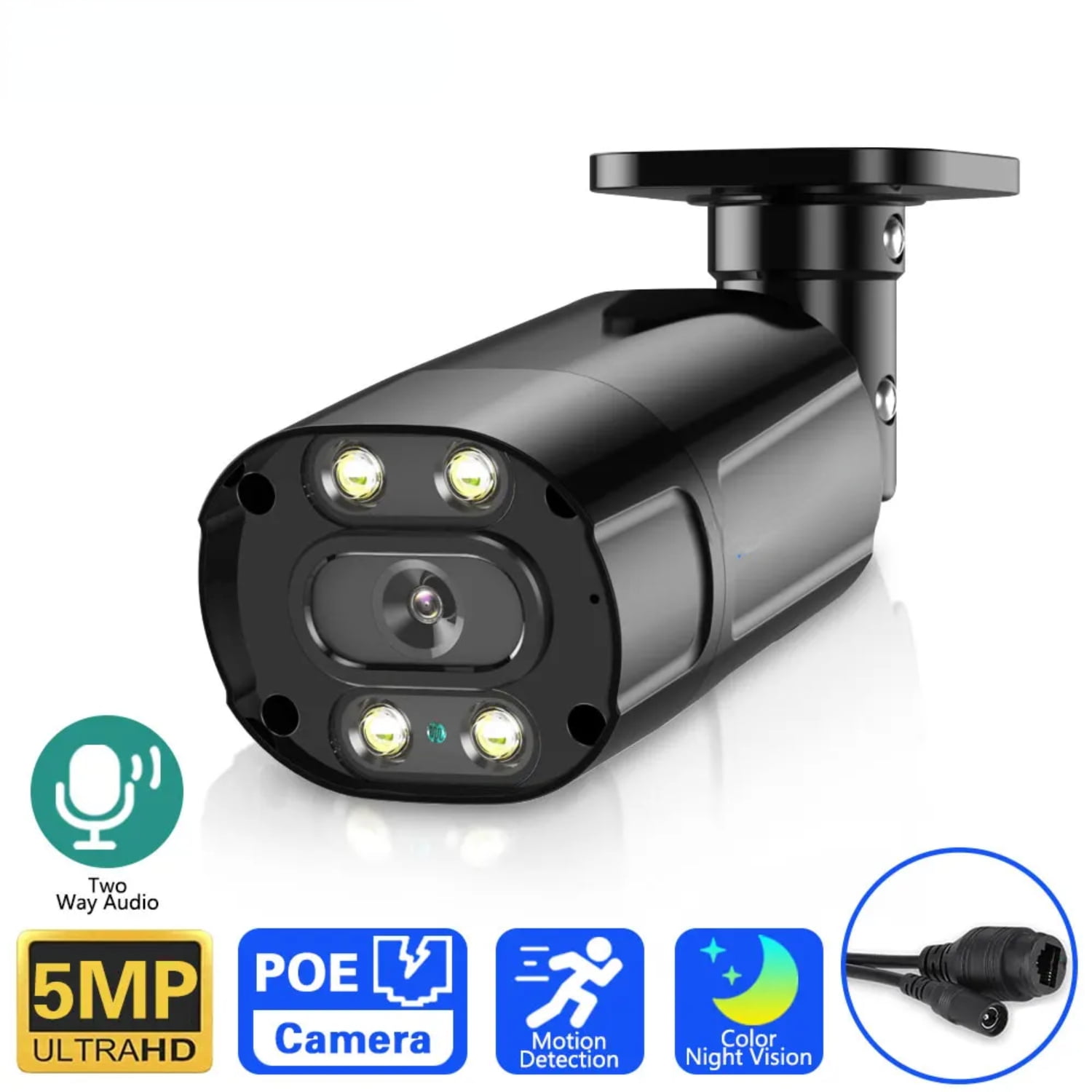 XEJEANG H.265 5MP Security POE IP Camera Human Detection Outdoor Two ...