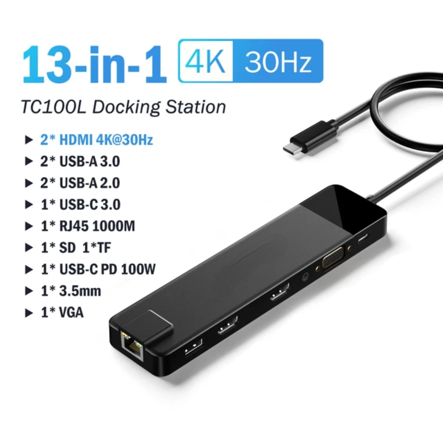 XEJMOA 4K USB Hub USB C to Dual VGA Gigabit Docking Station USB 3.0 VGA ...